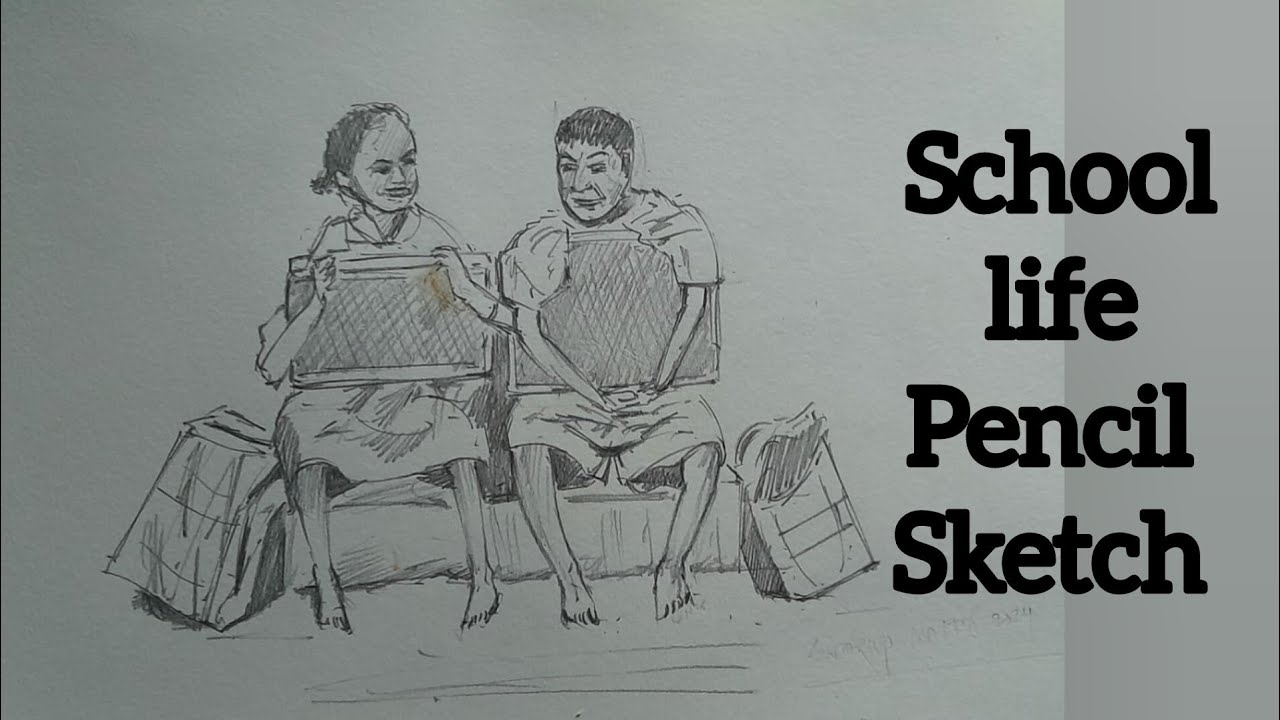 Pencil sketch school life || School life pencil sketch || pencil sketch ...