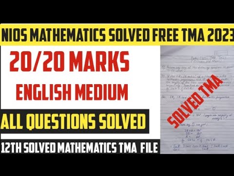 nios 2022-23 tma | nios 12th maths English medium TMA 2023 solved | nios 12th solved tma 2022-23 ...