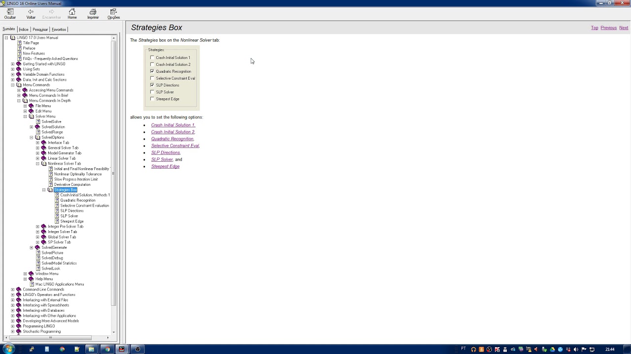[#64] Manual do Lingo - Solver Menu - Option - Nonlinear Solver - YouTube