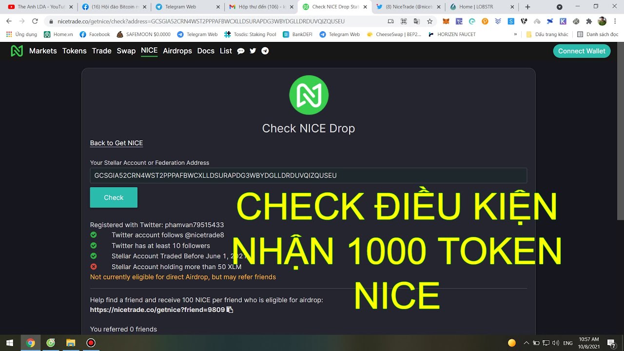 Hướng Dẫn Check Điều Kiện Nhận 1000 NICE Token Coin Sàn Ngon Mạng ...
