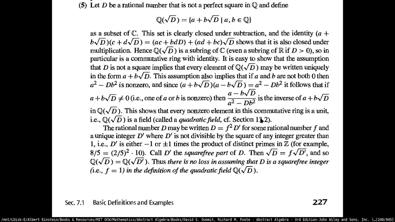 Lecture 7 : Ring Theory II : Ring Homomorphisms and Quotient Rings - YouTube
