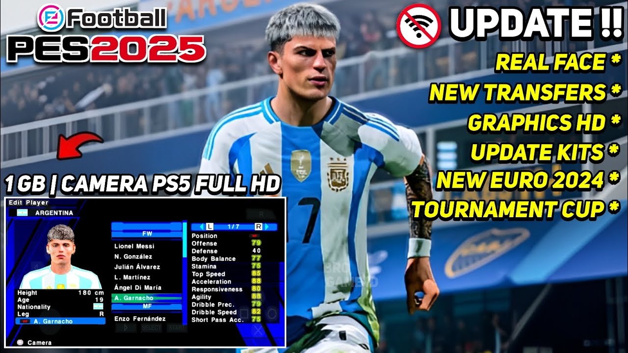 Rilis ! eFootball PES 2025 PPSSPP Real Face,New Kits 24/25, Peter Drury ...