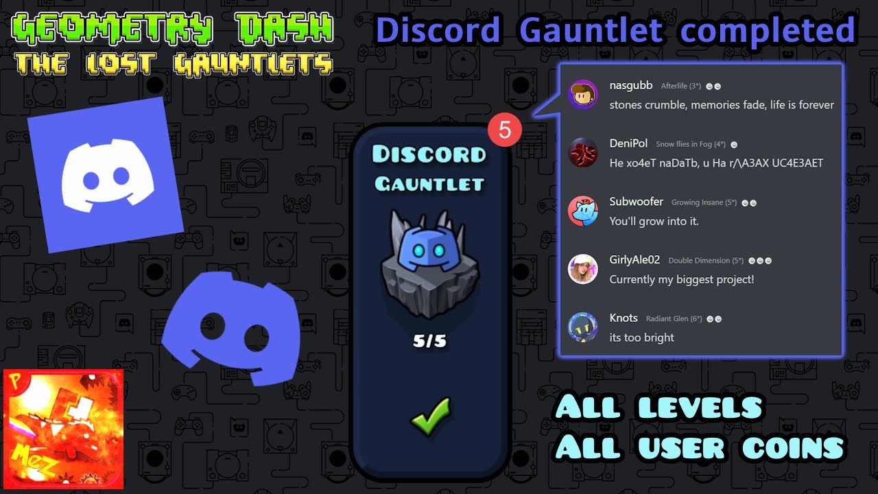 Geometry Dash: The Lost Gauntlets - Discord Gauntlet Complete (All ...