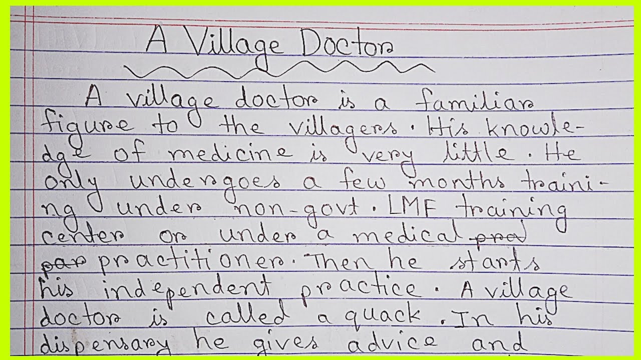 Paragraph on "A village doctor " in english./a village doctor. - YouTube