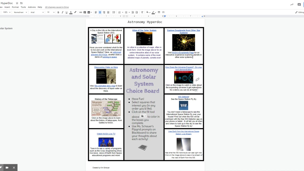Overview of Ms. Schauer's Astronomy Choice Baord - YouTube