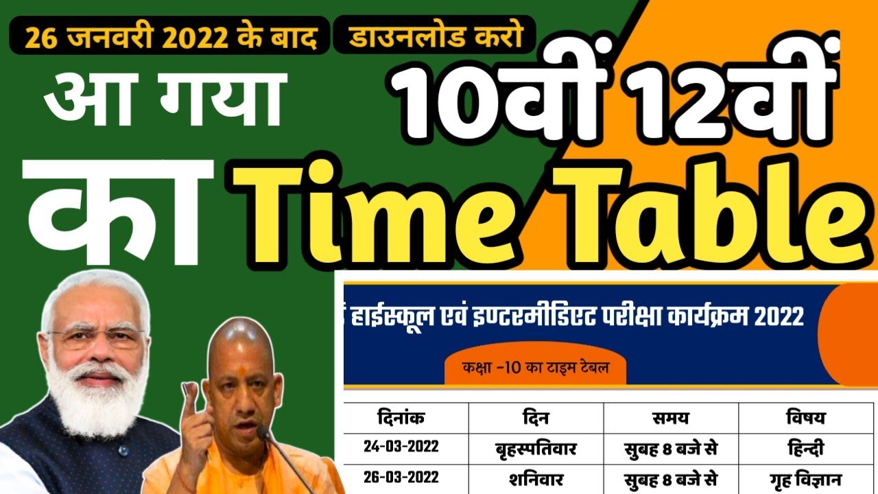 up board time table 2022, up board exam kab hoga यूपी बोर्ड परीक्षा ...