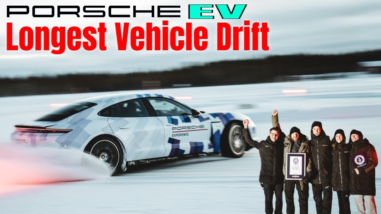 Porsche Taycan Longest Vehicle Drift On Ice By An EV Guinness World ...