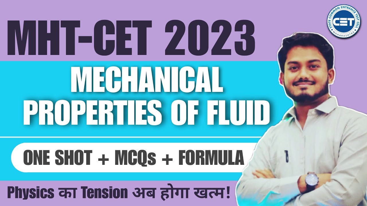 MHT- CET 2023 2. MECHANICAL PROPERTIES OF FLUID MCQ Genius Batch By ...