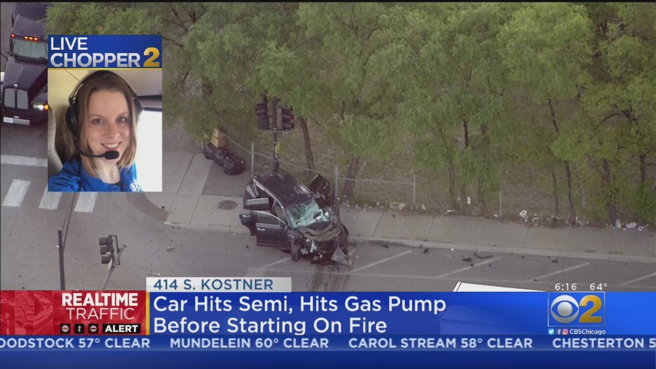 Car Hits Semi Truck, Gas Pump Before Catching Fire In West Garfield ...