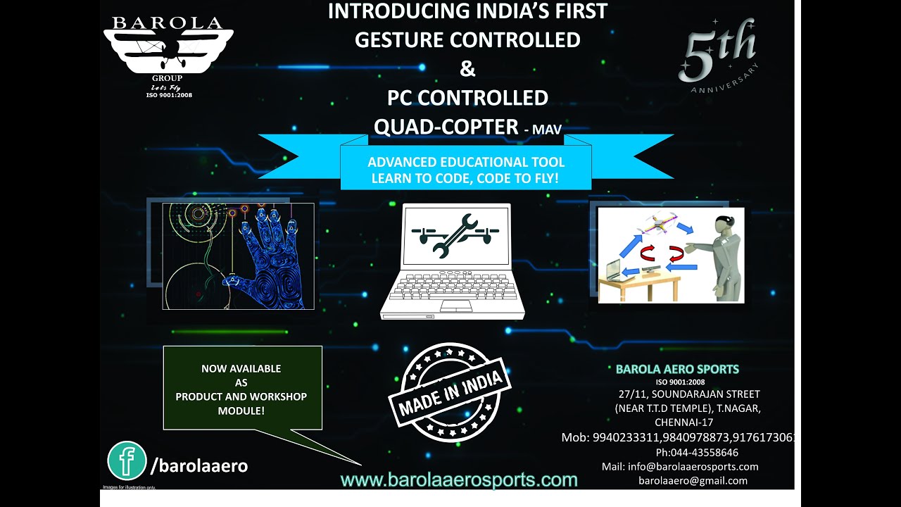 Gesture Control Quadcopter | Barola Technologies | Patent Applied - YouTube