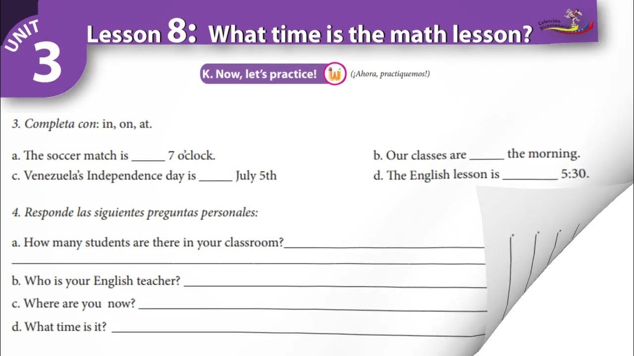 MY FIRST VICTORY - Inglés Primer Año / Lesson 8 (K-L): What time is the ...