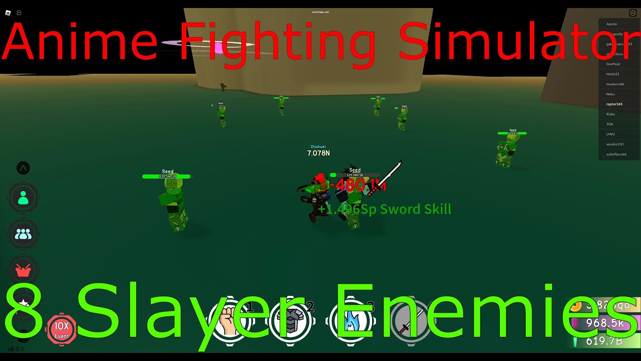 Anime Fighting Simulator Defeating 8 Different Slayer Enemies 8th Day ...