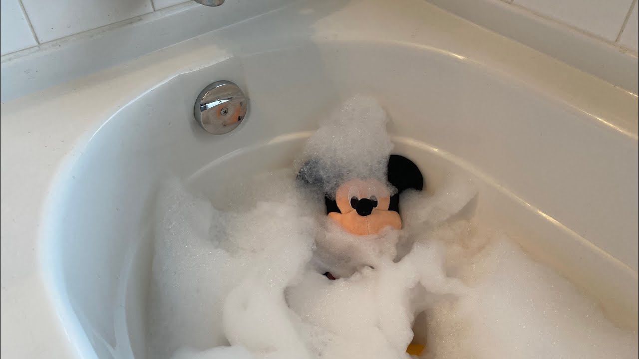Baby Mickey Mouse plays outside and then takes a bath ⁠ - YouTube