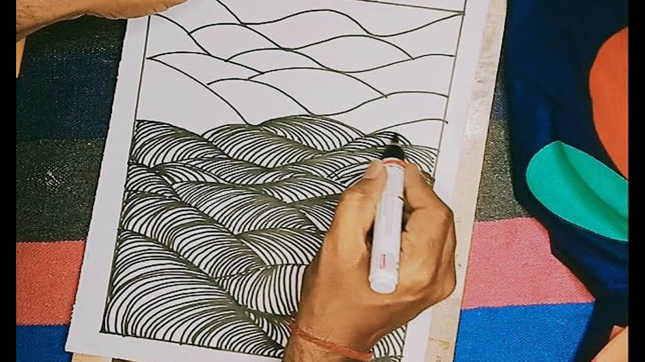 Simple Easy Waves Drawing |Linear | Easy Arts| Doodle Drawing| Simple ...