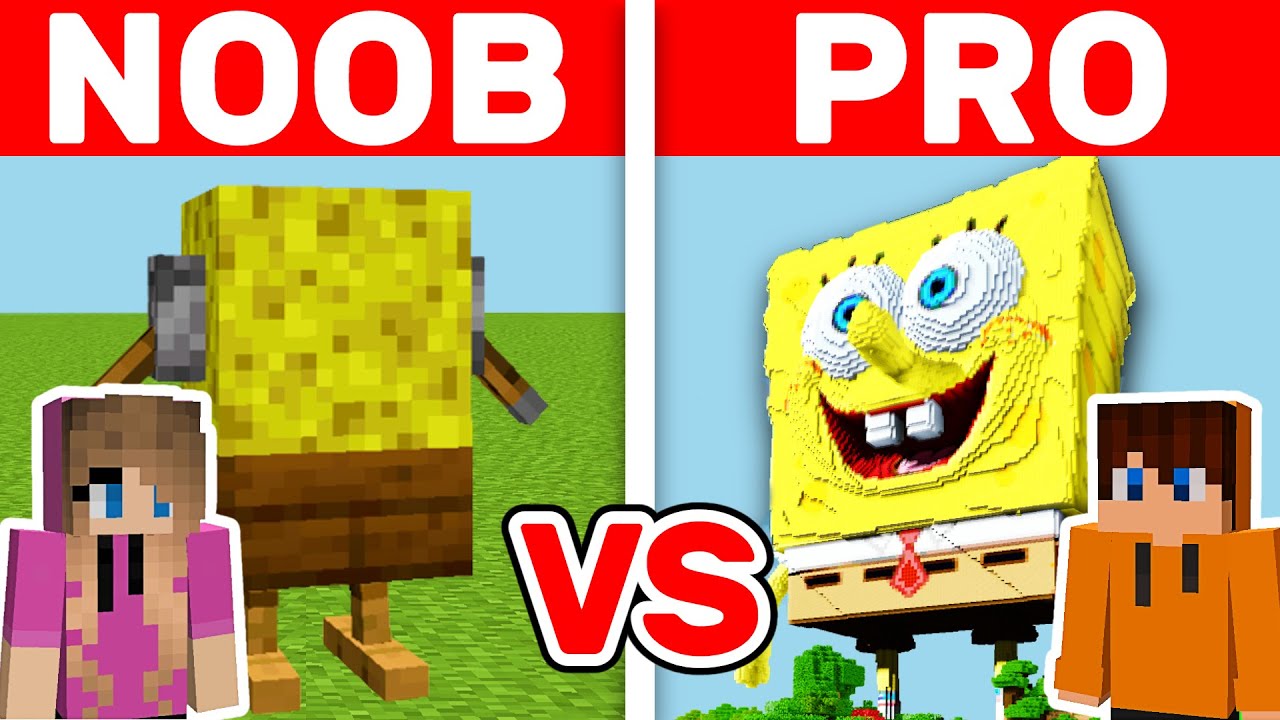 NOOB vs HACKER: SPONGE BOB BUILD CHALLANGE (Minecraft) - YouTube