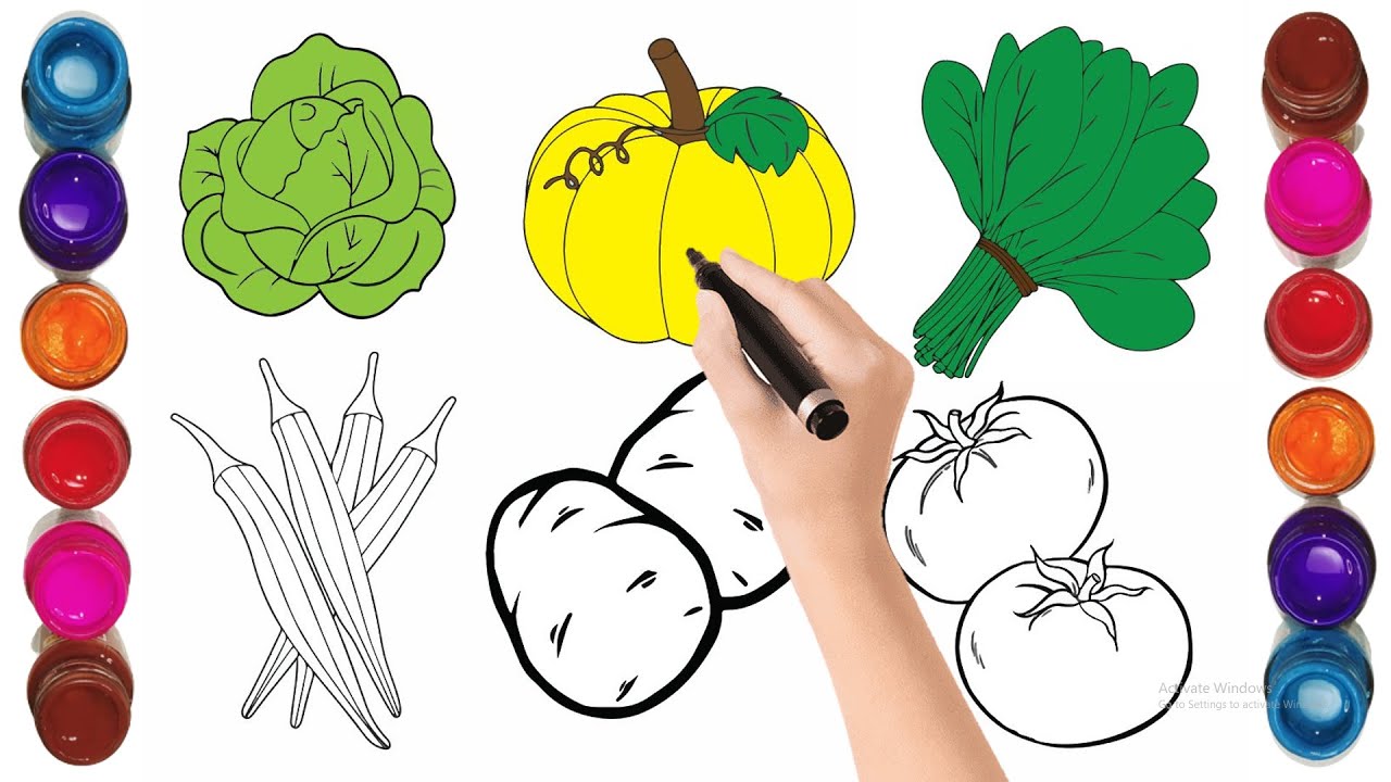 Learn Vegetable with colors, Educational video for kids, 2D Vegetable ...