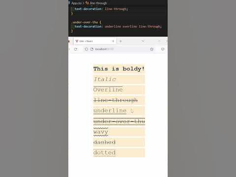 CSS Bold, Italic, Overline, Underline, Line-through, Wavy, Dashed, Dotted and combined! #shorts ...