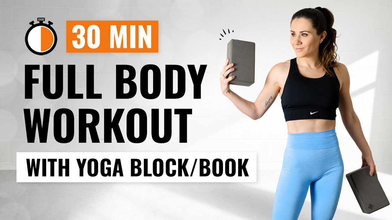 FULL BODY WORKOUT (with Yoga Block/Book) At Home, No Repeat - YouTube