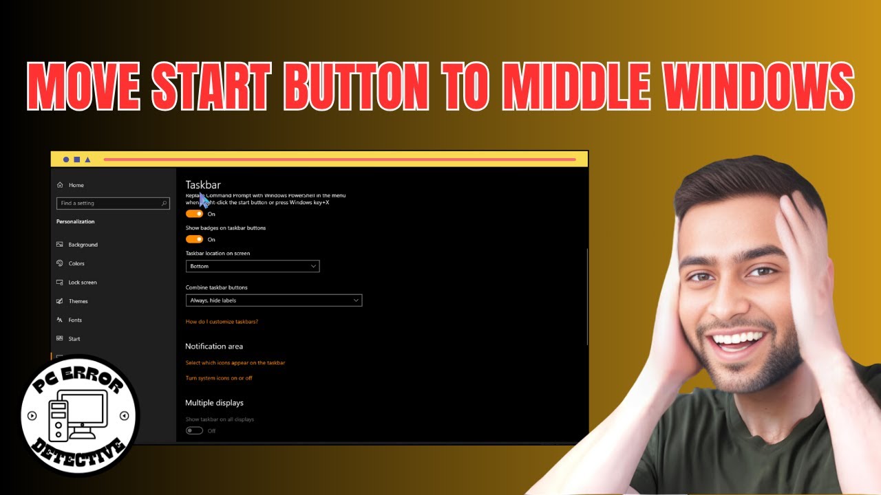How to Move Start Button to Middle Windows 10 - YouTube