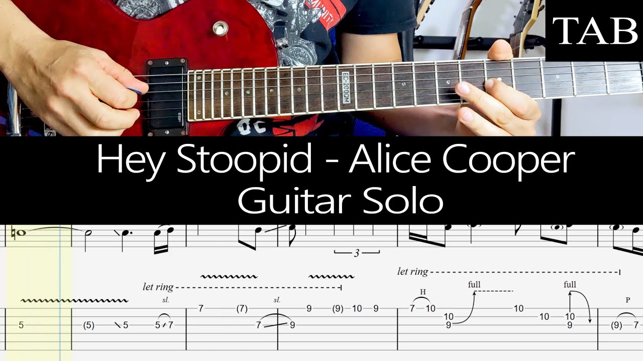 HEY STOOPID - Alice Cooper (Slash): GUITAR cover solo + TAB - YouTube
