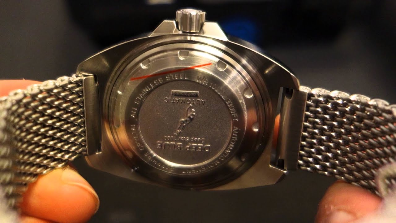 Deep Blue Deep Star 1000m Automatic Black Dial Mesh Bracelet - YouTube