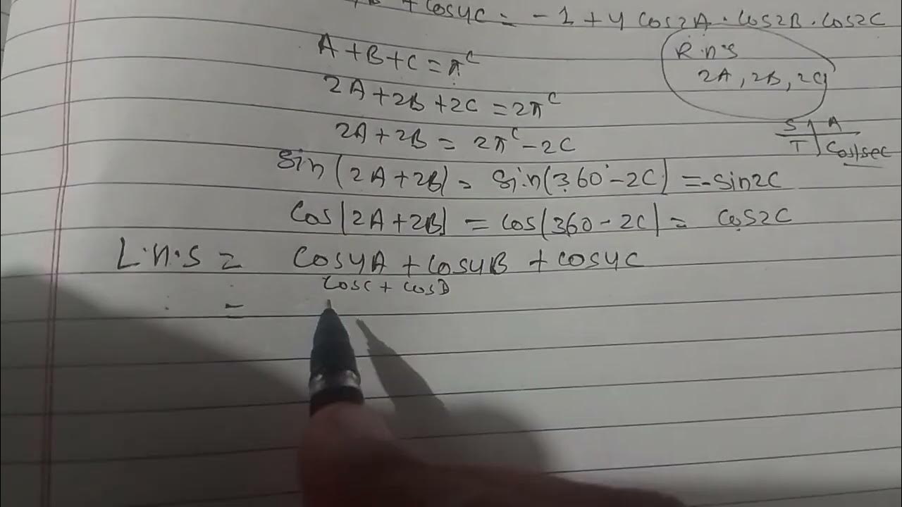 If A + B + C = π prove that cos 4A + cos 4B + cos 4C = -1 + 4 cos 2A ...