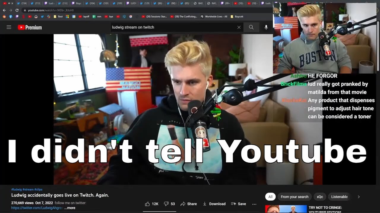 Ludwig Reacts To Going Live On Connor Twitch Account - YouTube