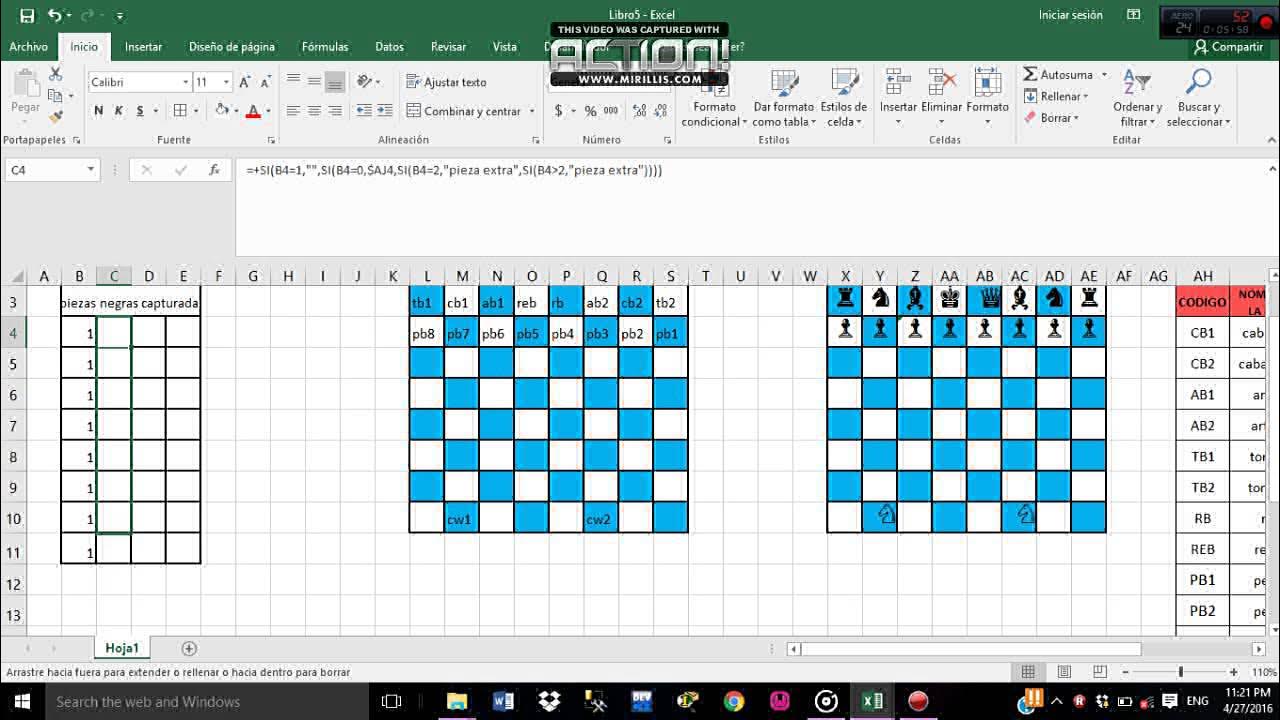 como hacer un juego de ajedrez en excel parte 2 - YouTube