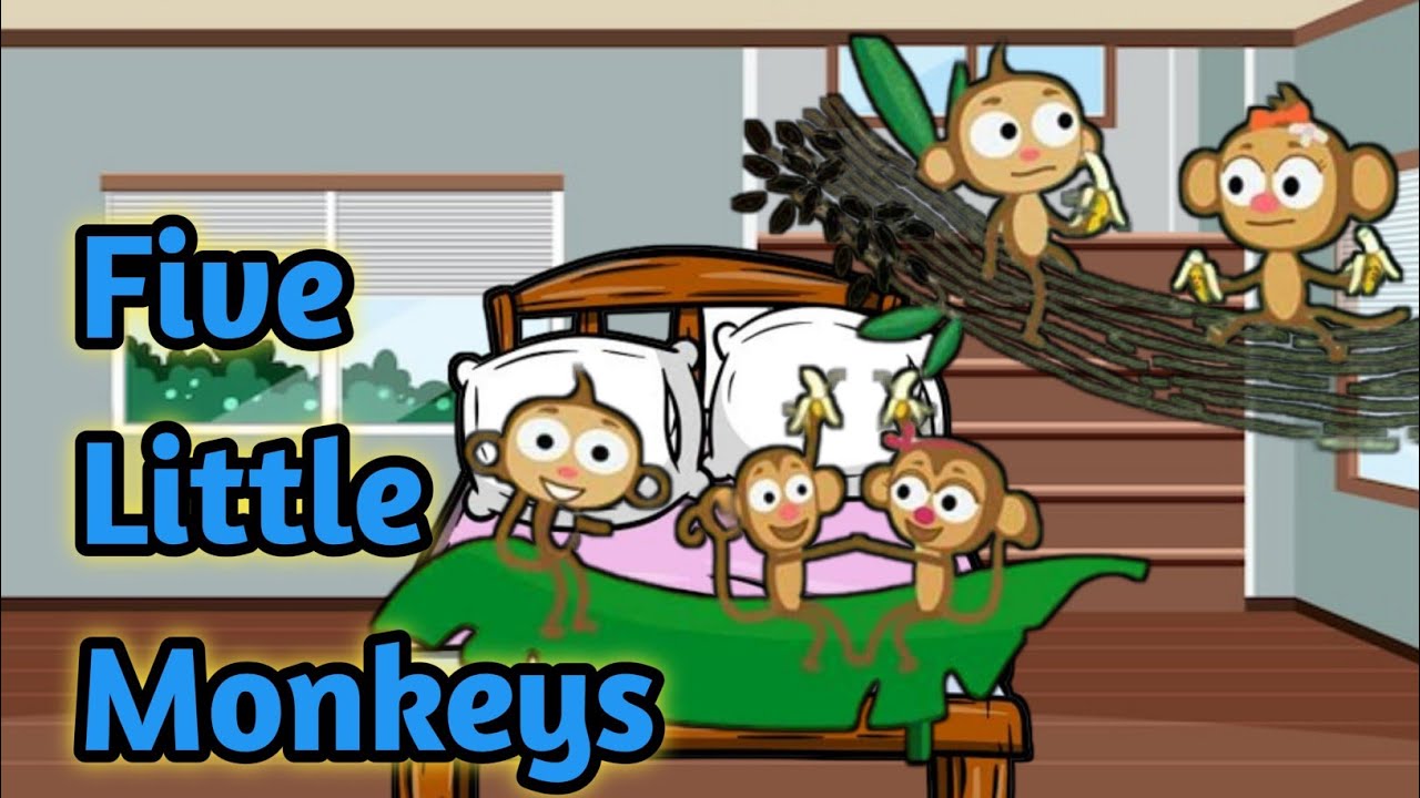 Five Little Monkeys | Pre Nursery Rhymes Poem | Official kids Poem ...