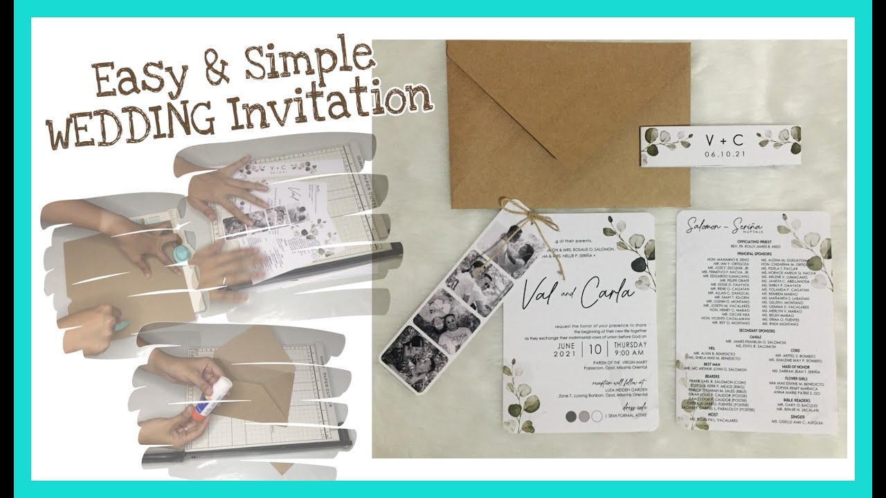 EASY AND SIMPLE WEDDING INVITATION | Step by Step Tutorial | Minimalist ...