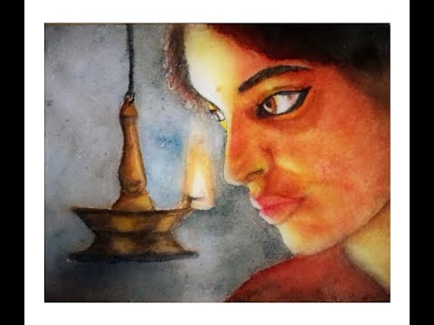 how to paint fire/ lady/ lady in fire/ face/ fire face| watercolor ...