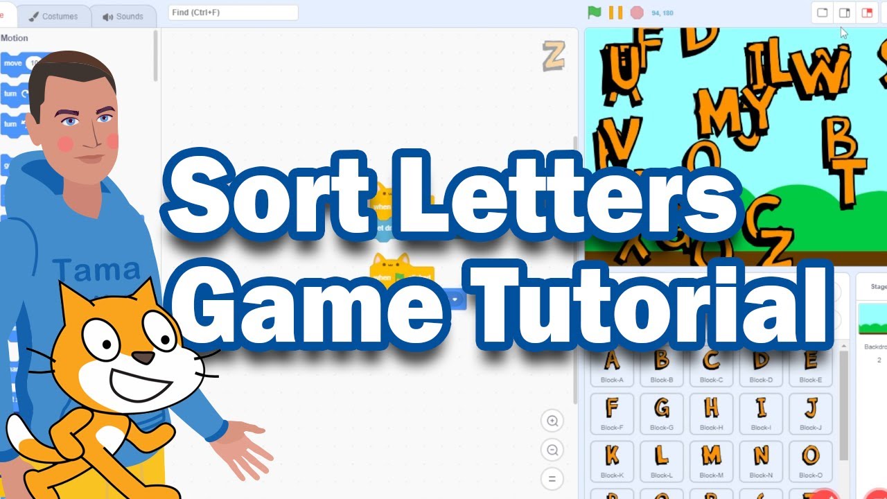 Sort Letters, Scratch-Turbowarp Tutorial - YouTube