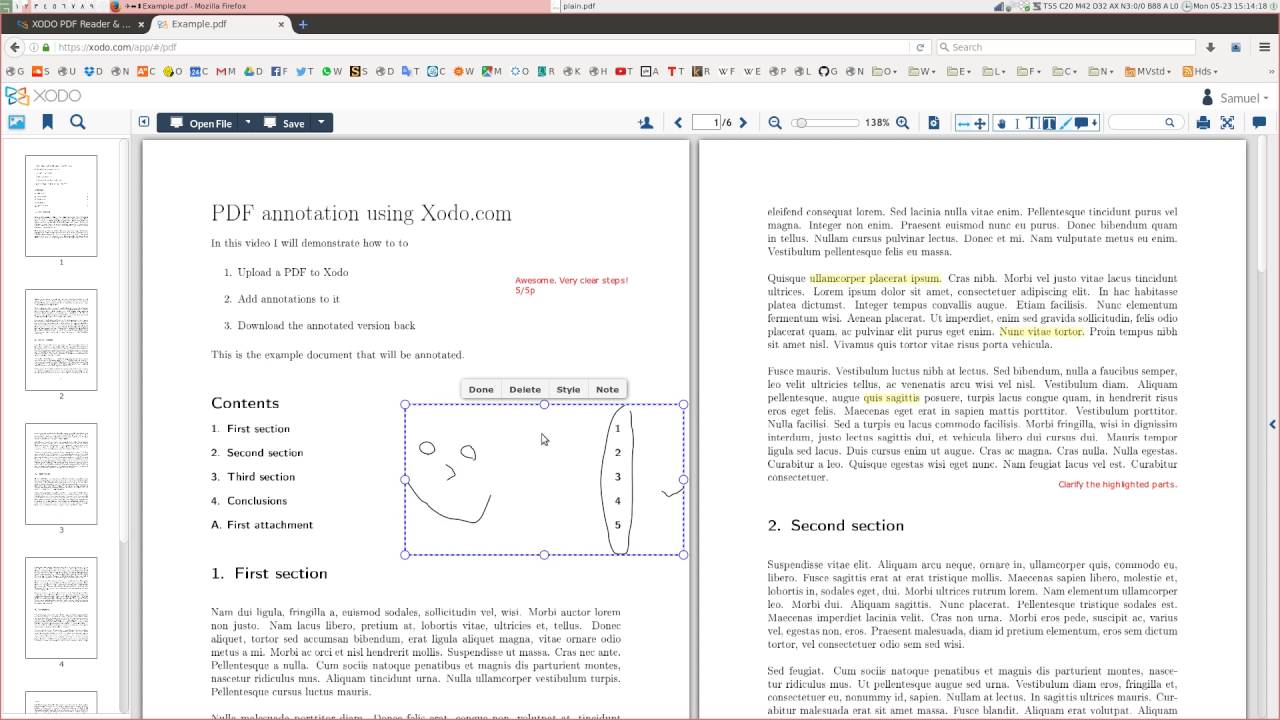Annotating a PDF with the Xodo web app - YouTube