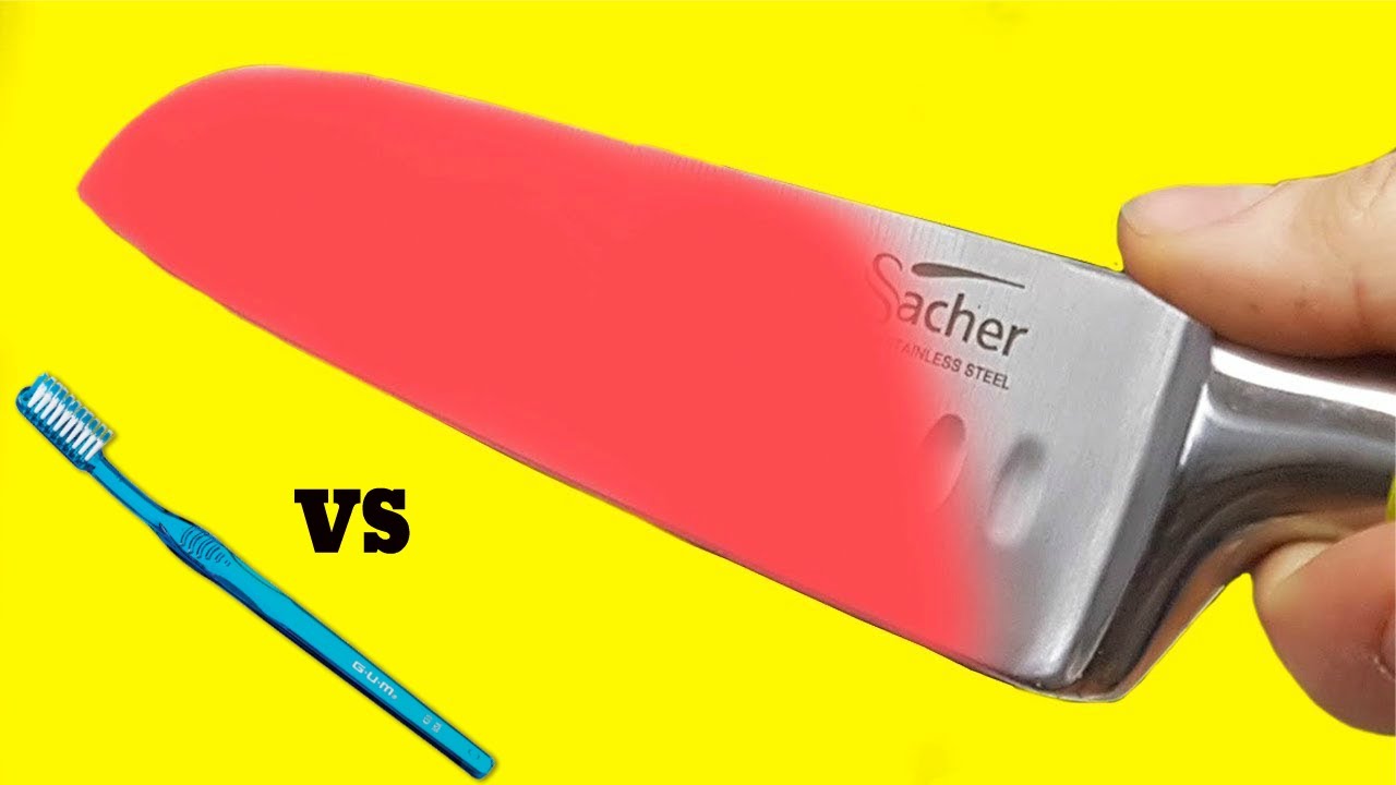 EXPERIMENT Glowing 1000 degree KNIFE VS TOOTHBRUSH - YouTube