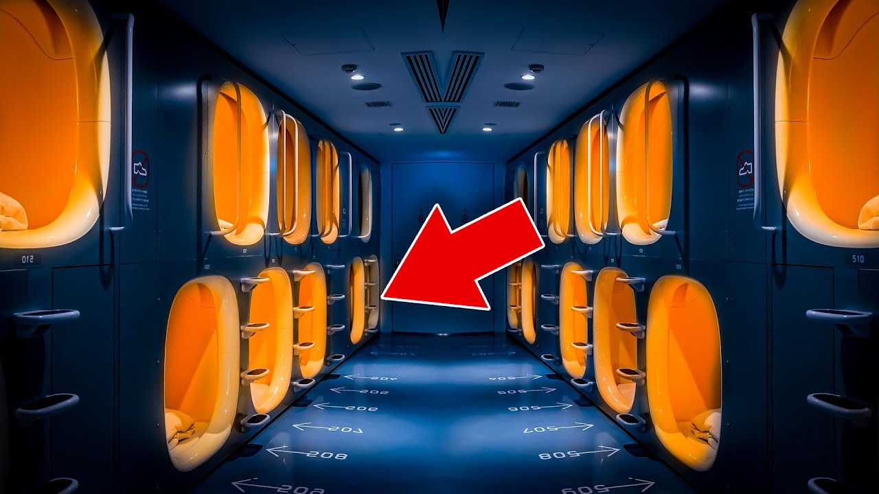 Crazy Bee-hive Japan Capsule Hotel in Tokyo 🐝😪 9h Ninehours Travel Vlog ...