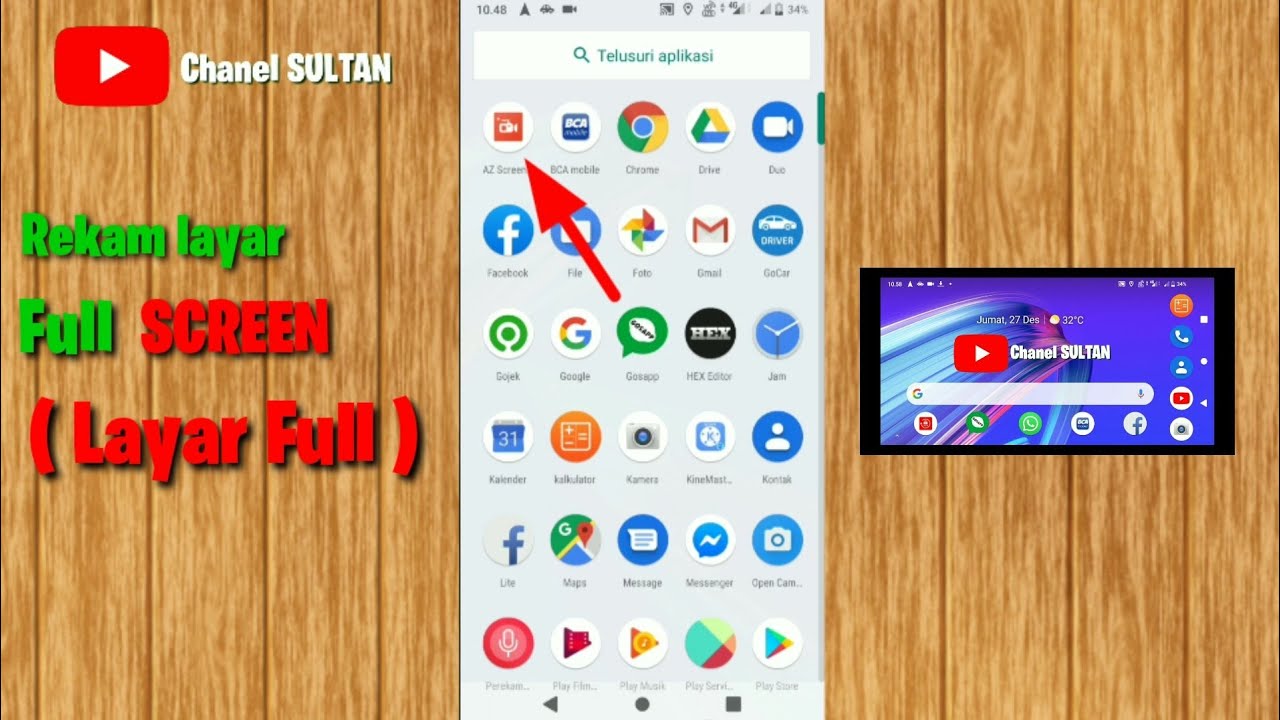 Cara merekam layar hp full screen - YouTube