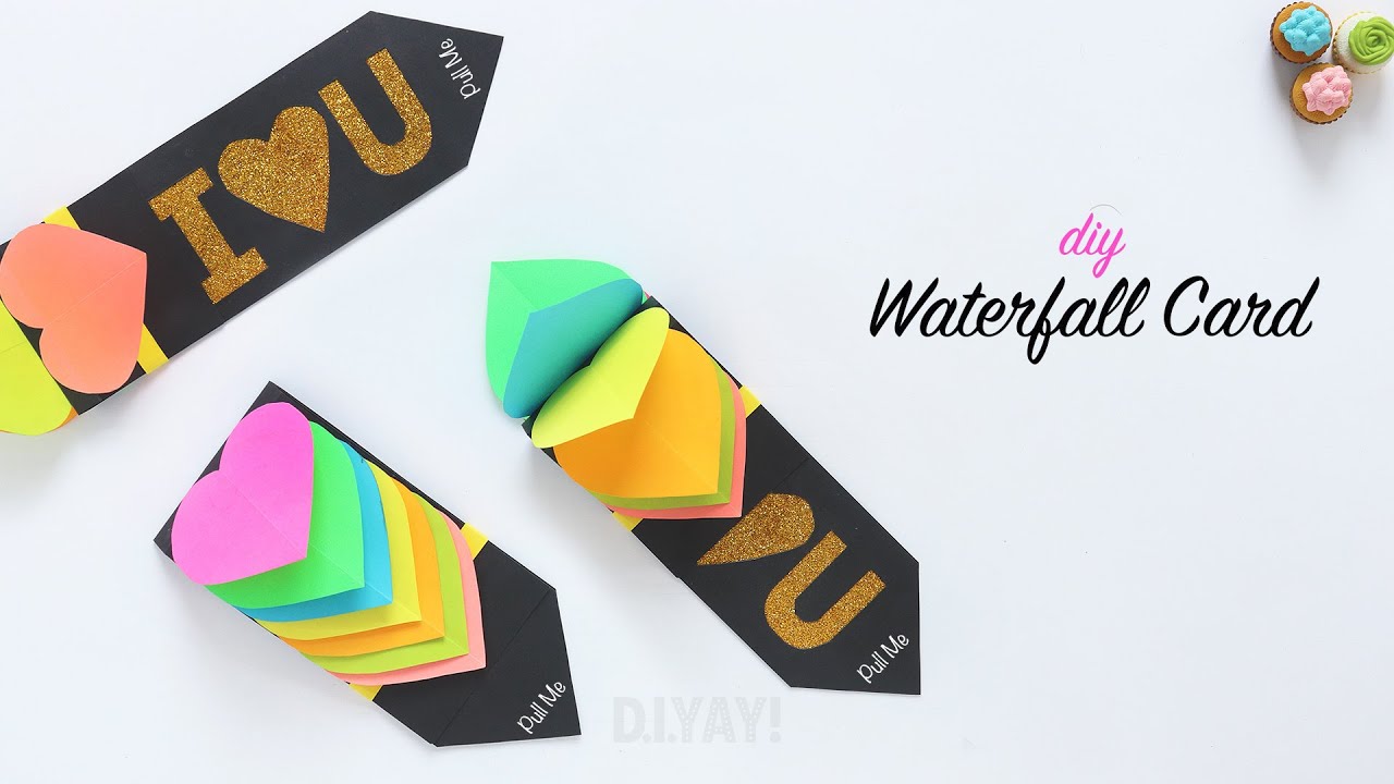DIY Rainbow Heart Waterfall Card | Pull Me Waterfall card | Gift Ideas ...