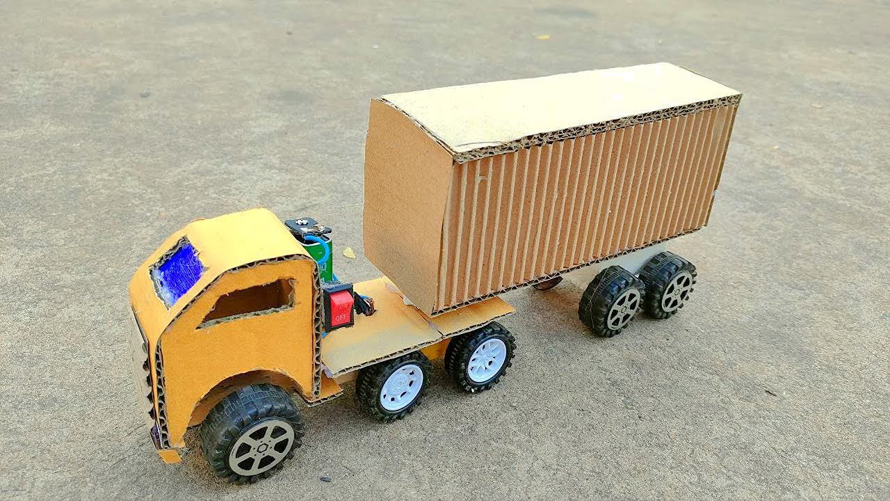How to make container track from by cardboard at home DIY Using by DC ...