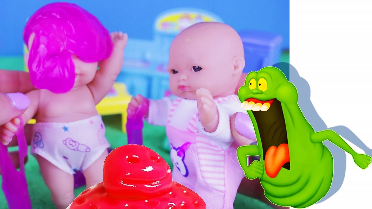 Baby doll play with Color slime Nursery Rhymes Finger Song Learn Colors ...