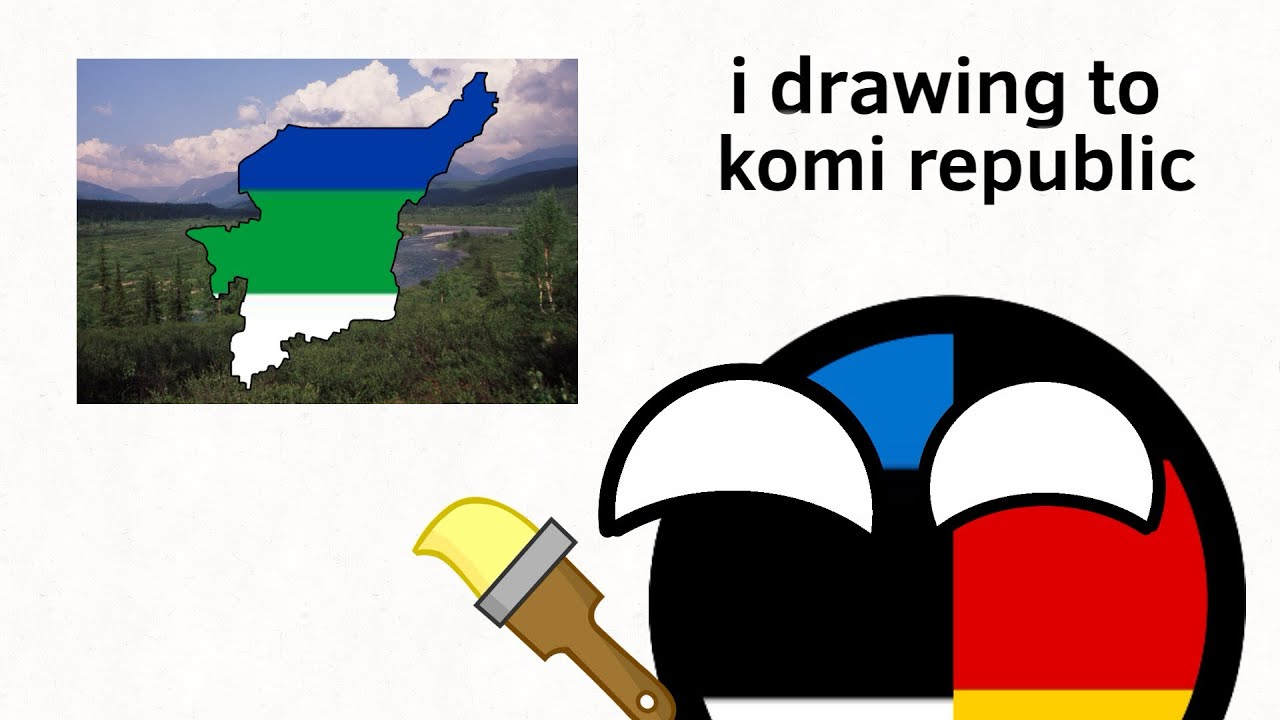 Komi republic flag map speedart - YouTube