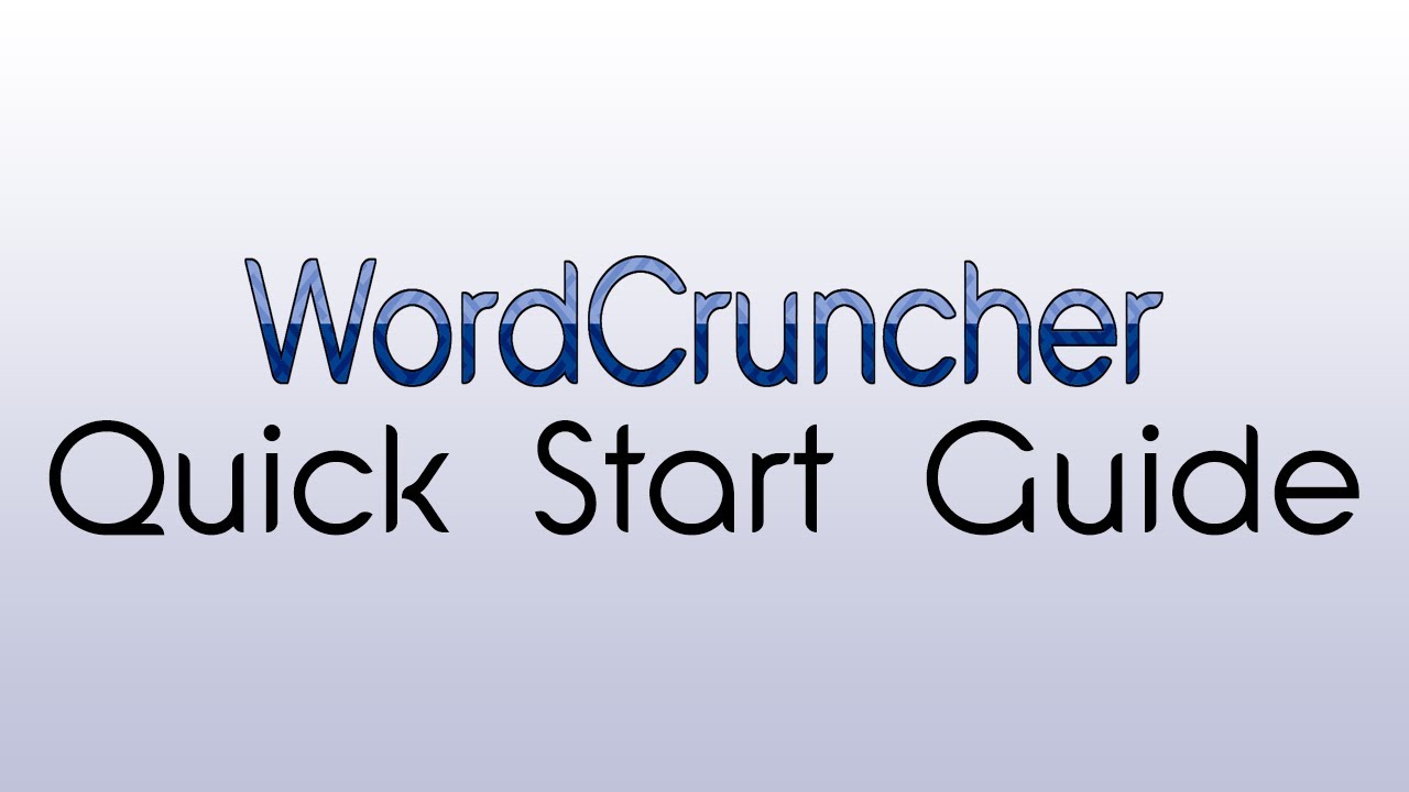 WordCruncher Quick Start Guide - YouTube