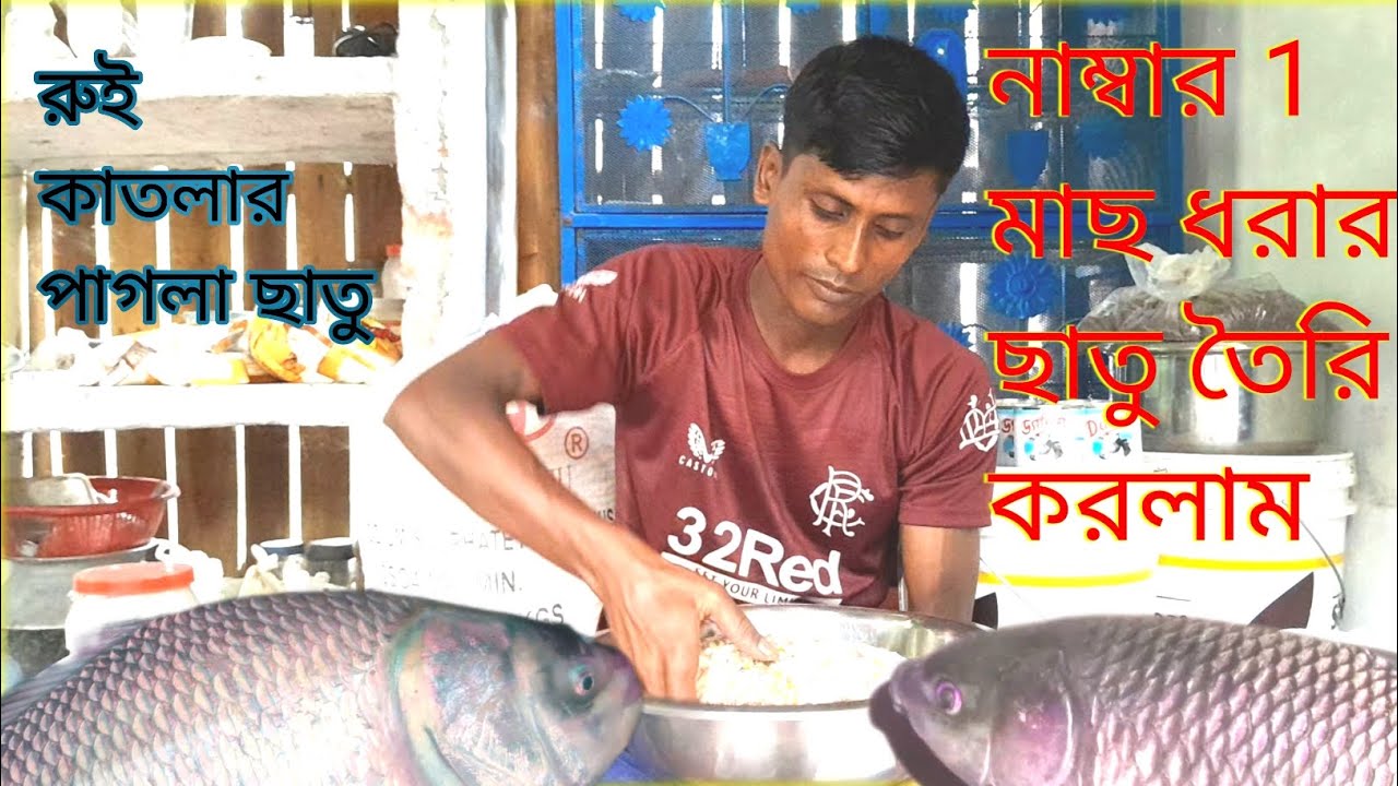 মাছ ধরার ছাতু তৈরি ॥কাতলা মাছের ছাতু তৈরি ॥Katla macher catu banano ...