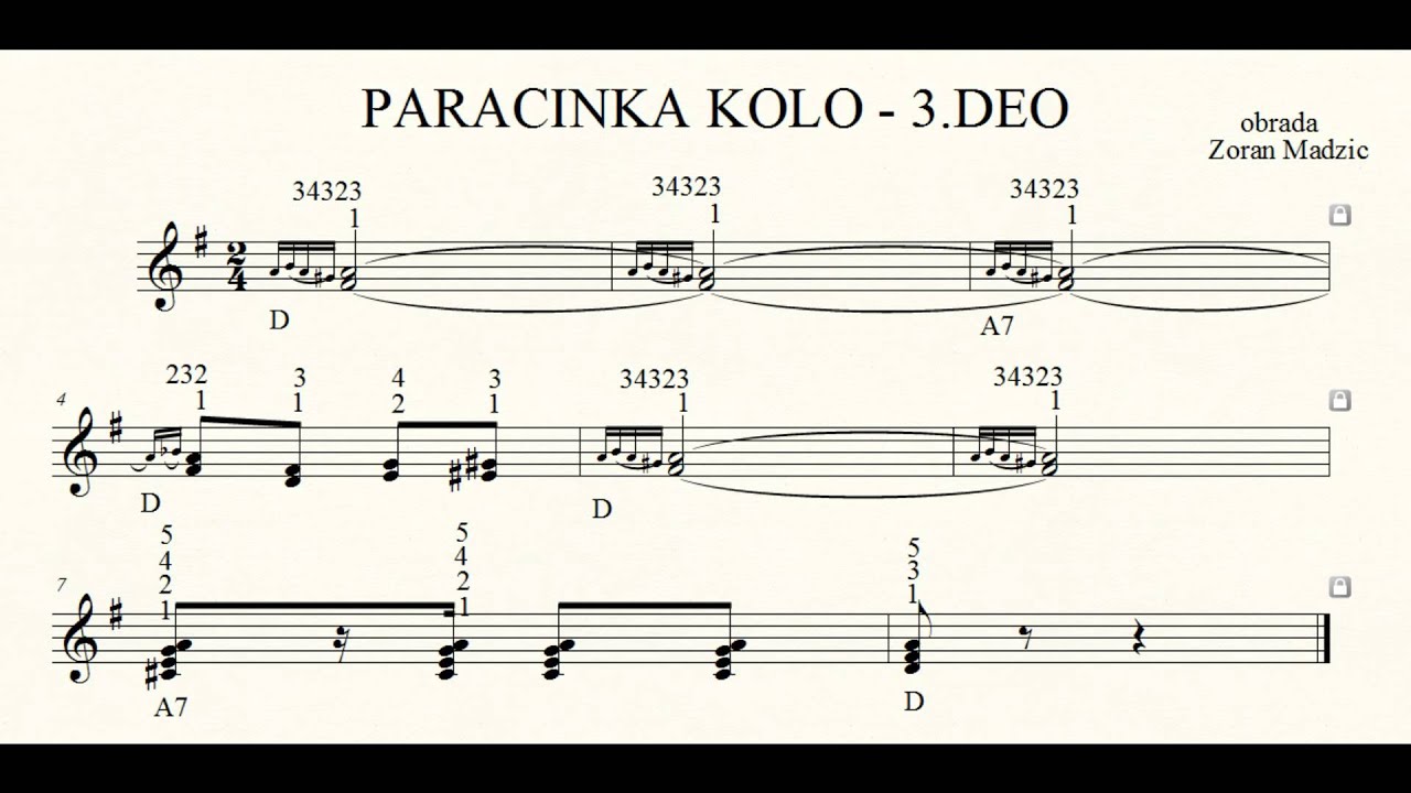 Paracinka kolo - note za harmoniku (zapis Zoran Madzic) - YouTube