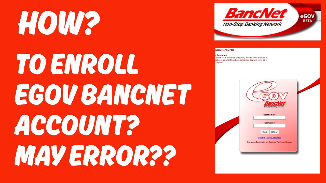 How to Enroll Egov Bancnet | Requirements | Error Application - YouTube