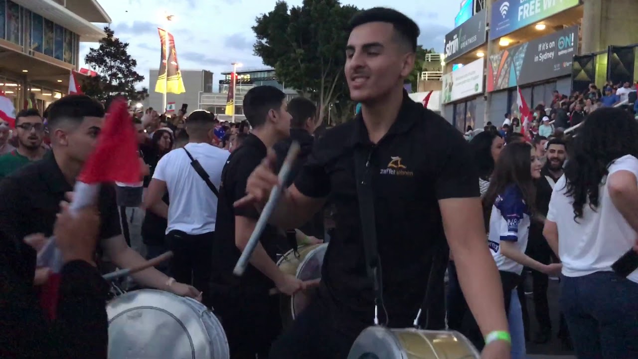Lebanon fans Rugby League world cup in Sydney pre game - YouTube