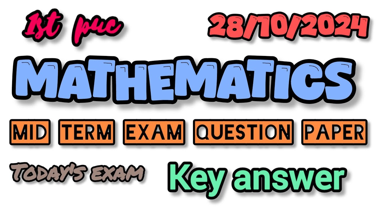 mathematics 1st puc midterm exam question paper| with key questions|# ...