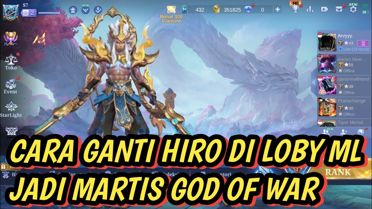 CARA GANTI HIRO DI LOBY ML JADI MARTIS GOD OF WAR | MLBB - YouTube