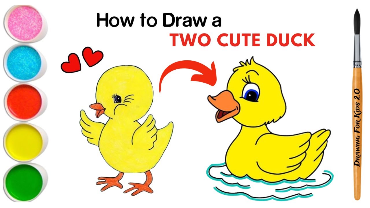 how to draw a duck easily🦆draw two ducks very easy step by step,draw a ...
