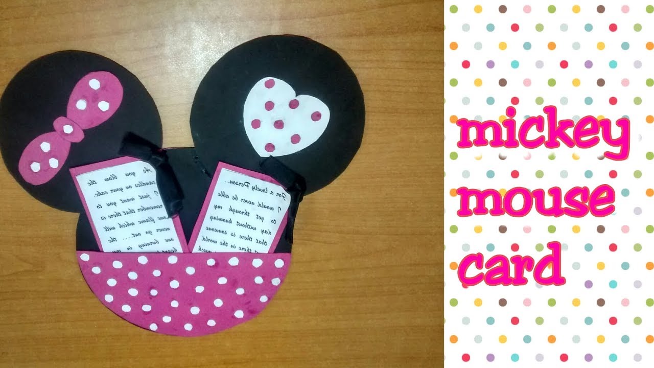 Diy mickey mouse card | How to make birthday card in 2 mins - YouTube