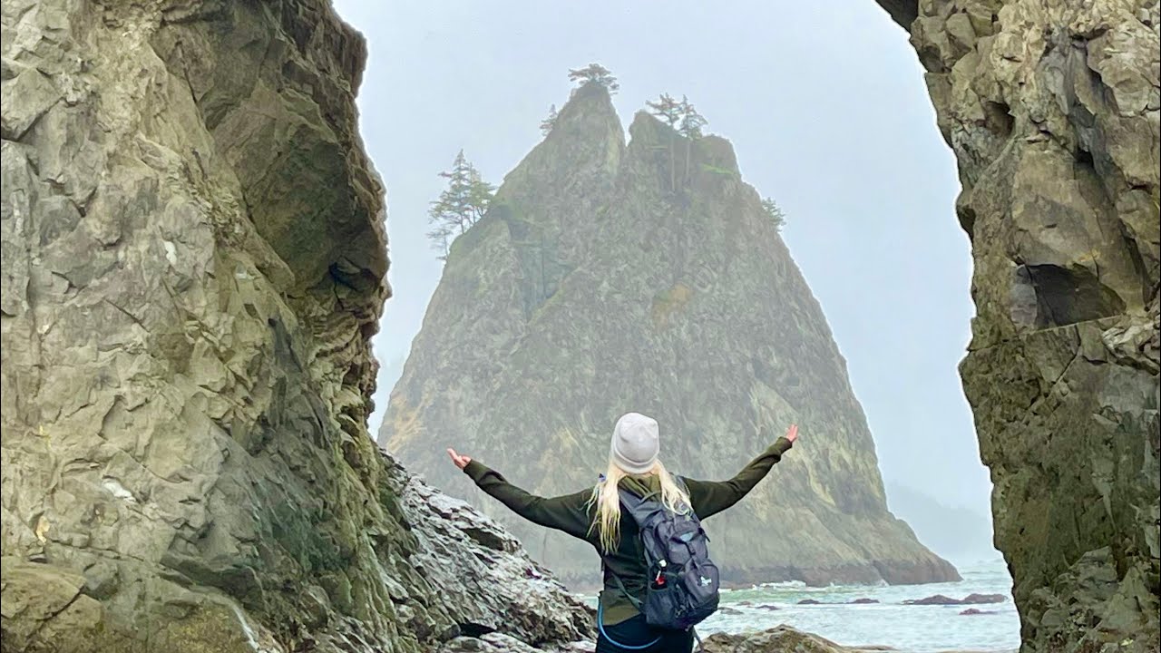 A MUST SEE at Olympic National Park. Rialto beach featuring Split Rock ...